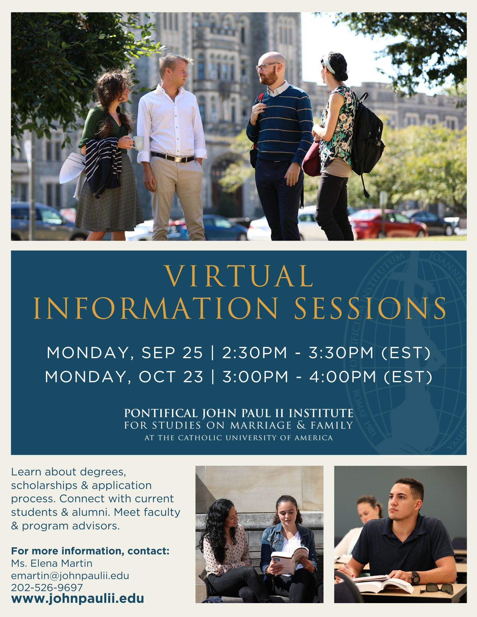 Virtual Information Sessions - Pontifical John Paul II Institute for Studies on Marriage & Family